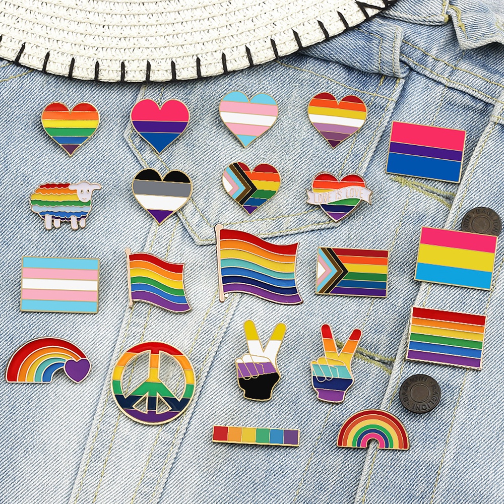 50 Styles Creative LGBTQ Enamel Pins Rainbow Flag Brooch Badges ...
