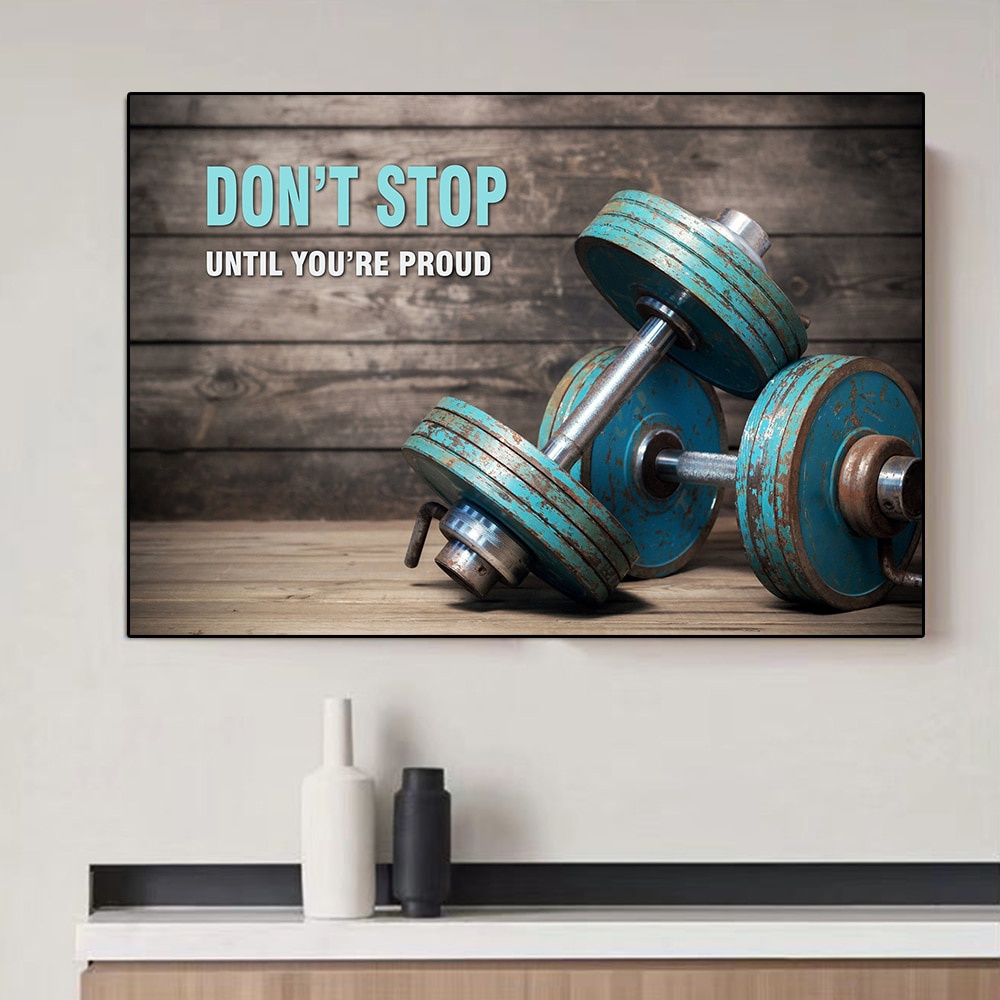 Gym Inspirational Wall Art Decor Dumbbells Fitness Bodybuilding Poster ...