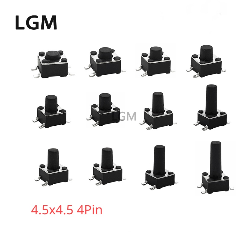 50-100pcs SMD Switch 4.5*4.5*3.8/4.3/5/6/7/8/8.5/9MM 4.5x4.5 4Pin ...