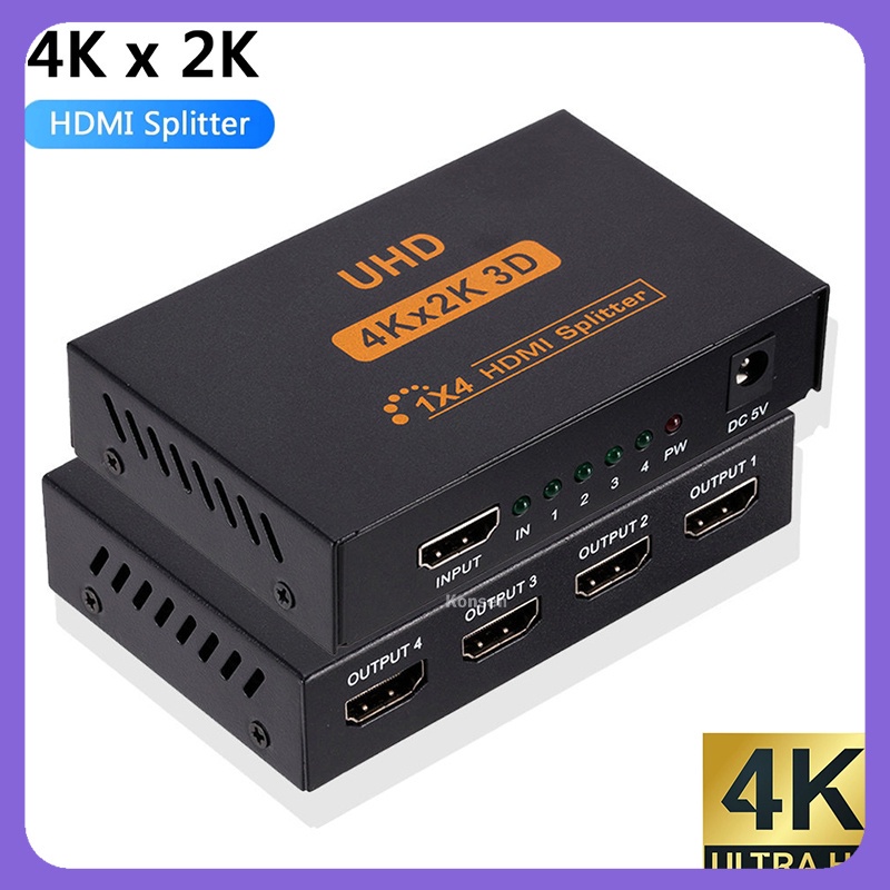4K HDMI Splitter 1x4 1x2 Video HDMI Distributor 1 in 4 out HDMI ...