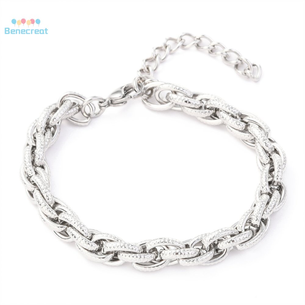 10pc 304 Stainless Steel Rope Chain Bracelets with Lobster Claw Clasps ...