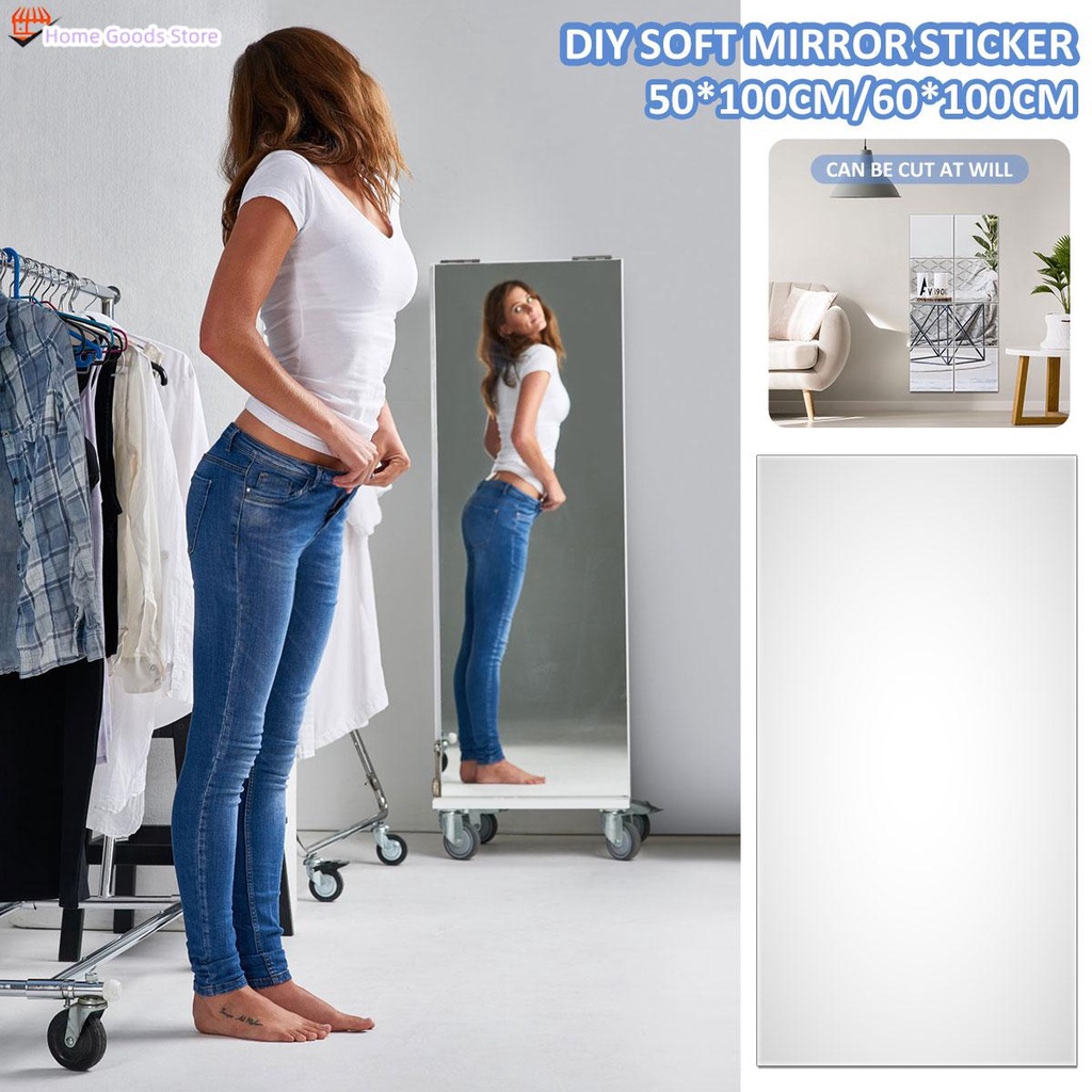 Self Adhesive Mirror Stickers Flexible Mirrors Sheets Cuttable DIY Wall ...