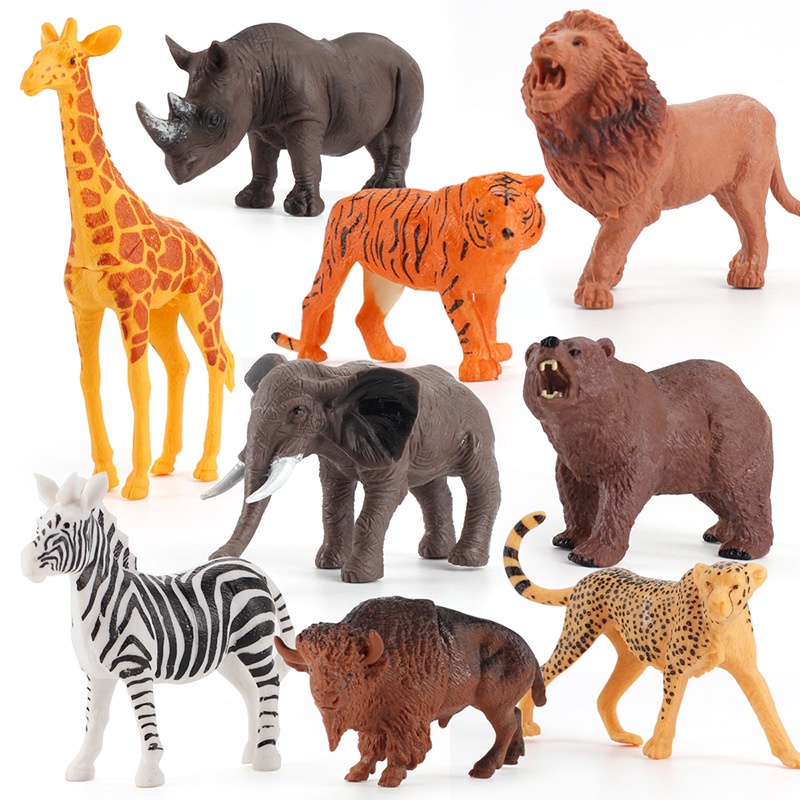 Educational Toys Animal Model Ornaments Hippo Lion Zebra Rhino Solid ...