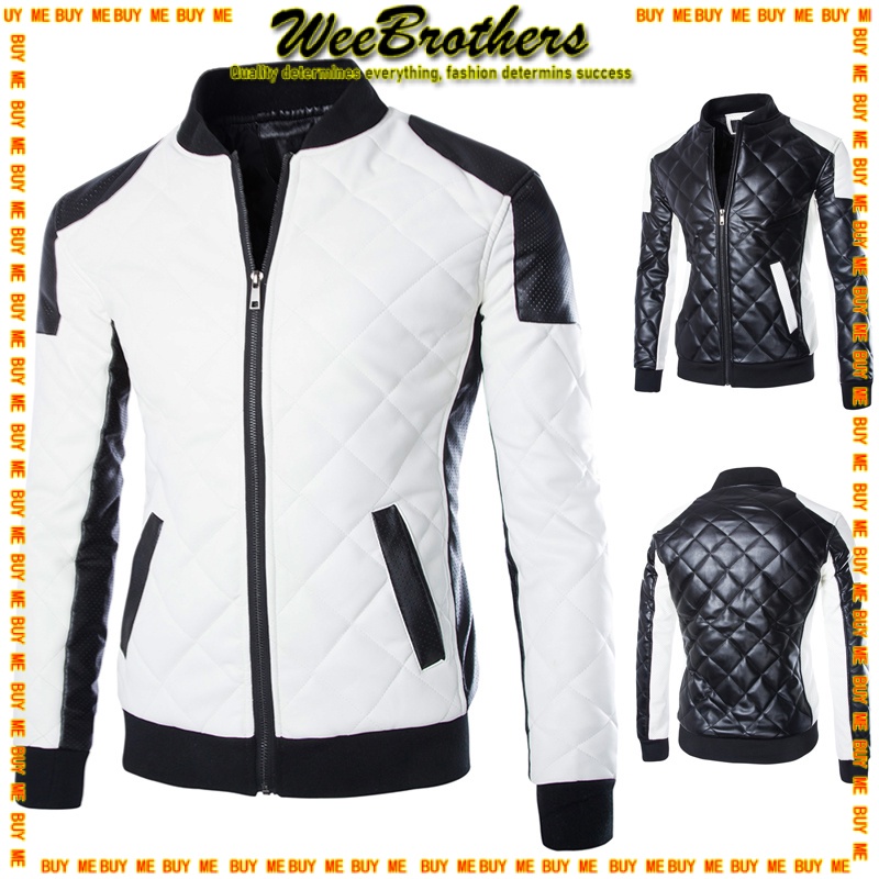 Waterproof Leather Jacket for Men: Motor Riding Standing Collar Coat ...