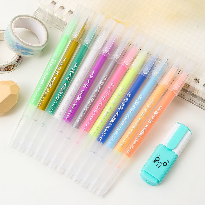12 Colors/Set Painting Highlighter Pen Cute Glitter Color Writing Tool ...
