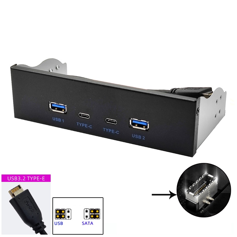 USB 5.25" Front Panel for PC 2Port USB3.1 TYPE C 2Port USB3.2 Gen2 Hub ...