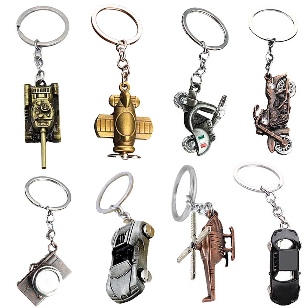 Retro Metal Airplane Car Model Keychain Motorcycle Pendant Keyring for ...