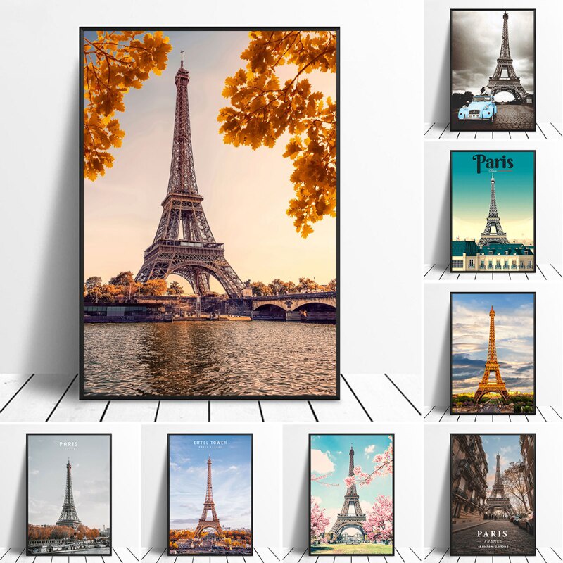 Four Seasons Poster of the Eiffel Tower in Paris Famous French ...