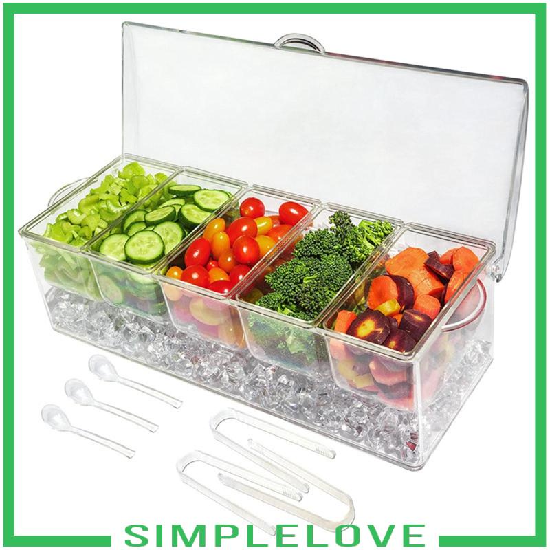 [Simple] Cold Food Buffet Server Appetizer Serving Tray with Lid 5 ...