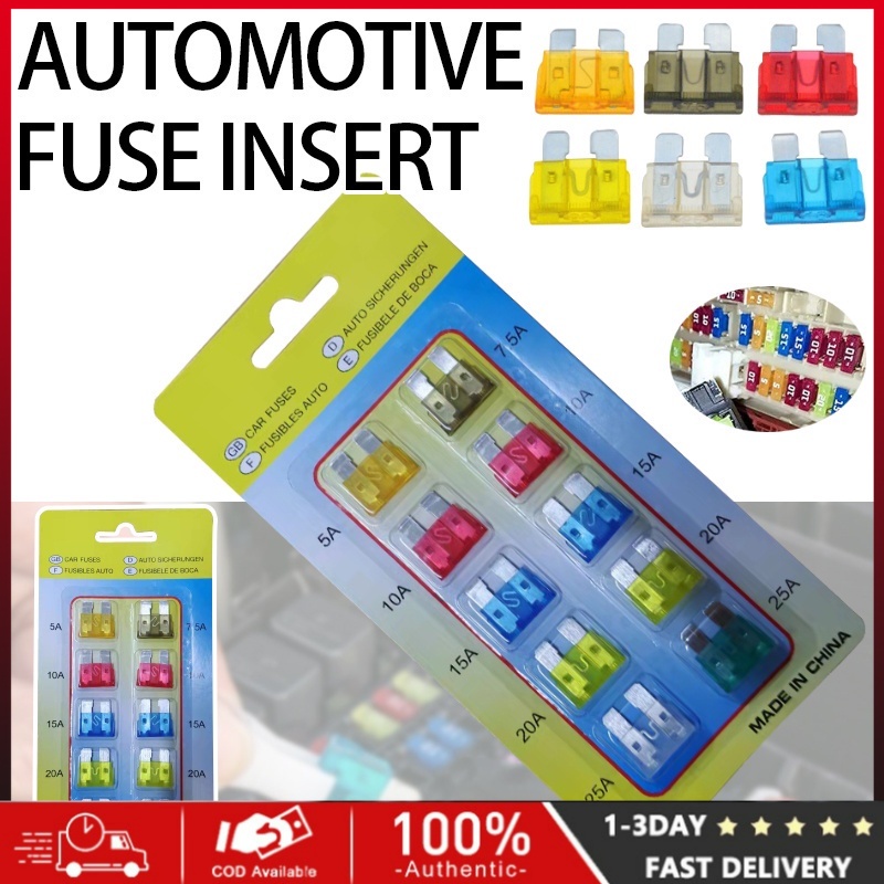 10Pcs Car Low Profile Mini Blade Fuses Assortment Kit 3A 5A 7.5A 10A ...