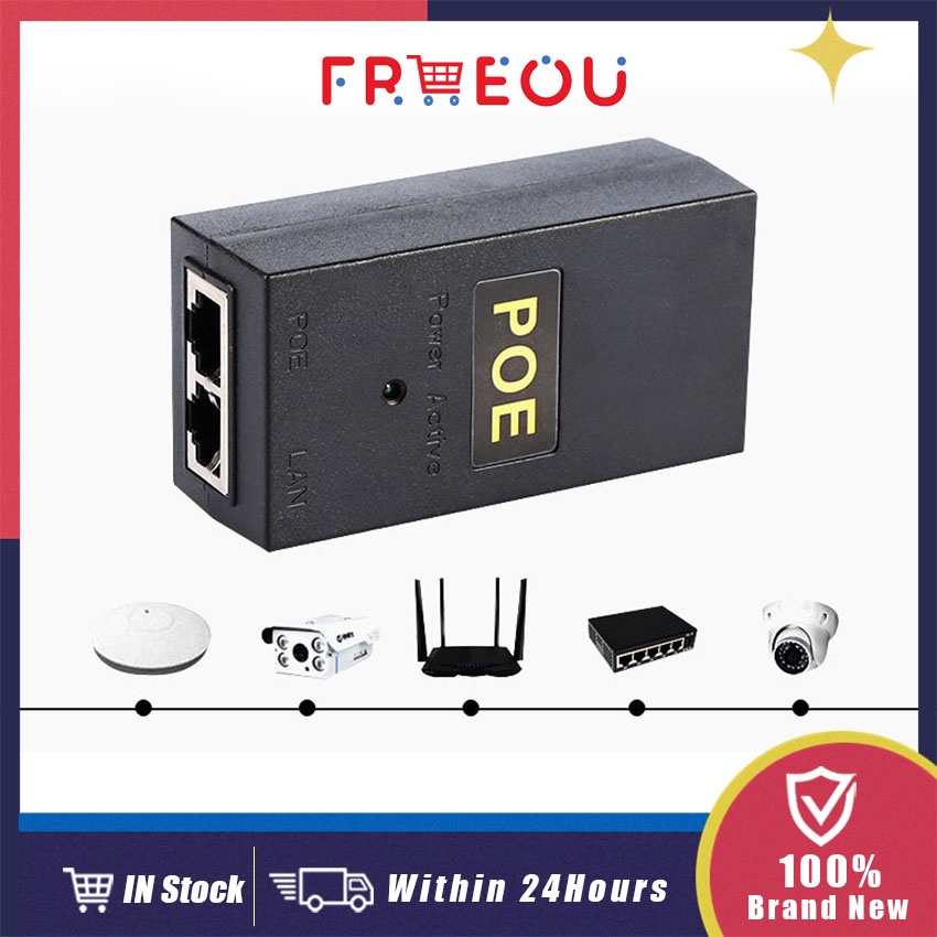 24W Desktop POE Power Injector Ethernet Adapter Mini 48V 0.5A / 24V 1A ...