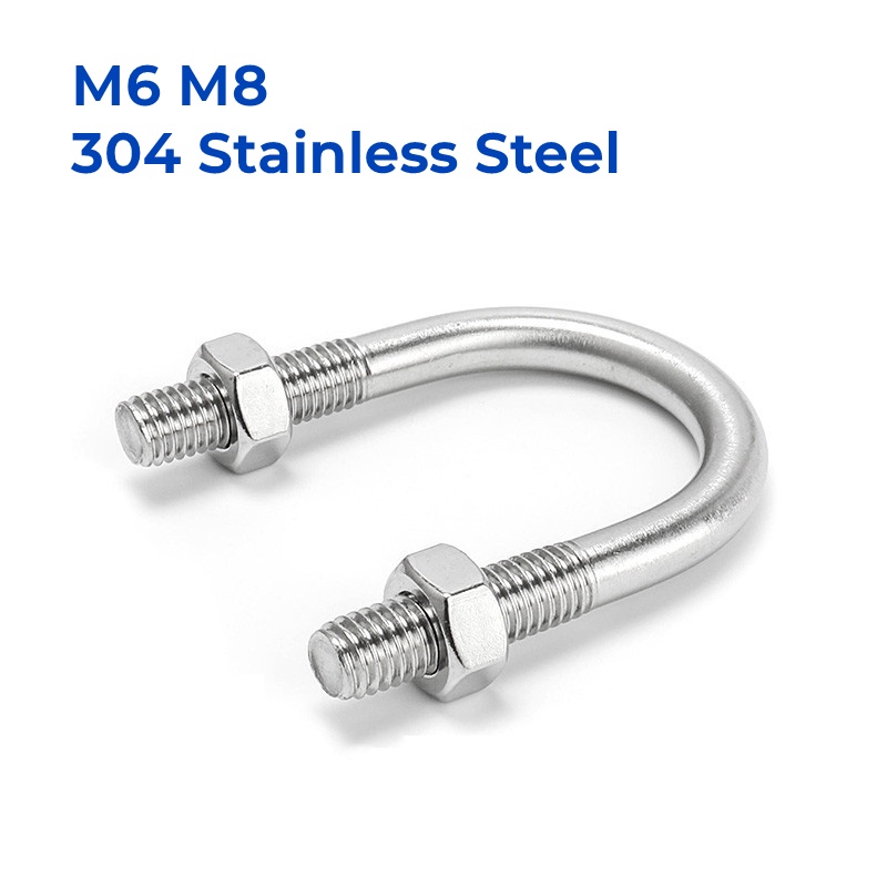 M6 M8 304 Stainless Steel U-type Bolt With Nuts U-shape Screws Nut Pipe Clamp U-clip ...