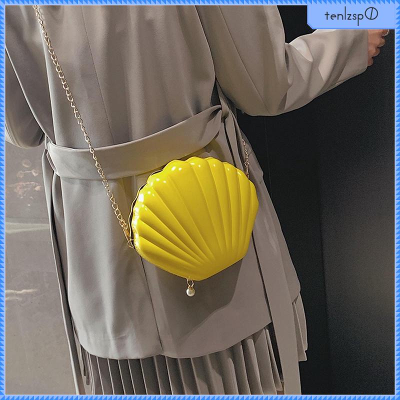 [tenlzsp0] Women Shell Shape Shoulder Bag Novelty Purse with Removable ...