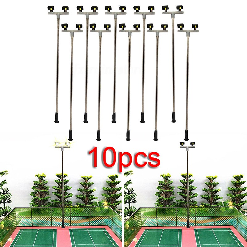 10 Pcs 1:100 Scale Model Street Lamp Posts 11.5cm Dual Bulb 3V LED ...