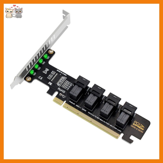 SA Pcie X16 To 4 Ports U.2 Nvme Sff-8643 Sff-8639 Expansion Card Pci-e ...