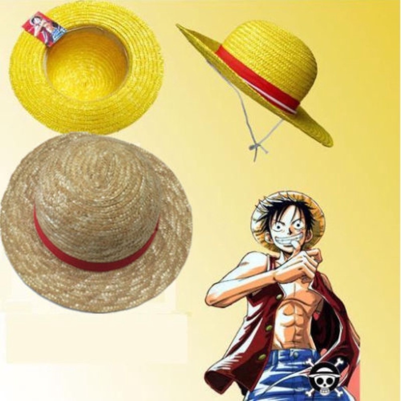 Kids Anime One Piece Monkey D Luffy Hat Adult Cap Cosplay Straw Boater ...