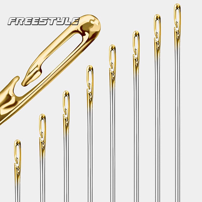 12 Pcs Blind Needle Elderly Needle Side Hole Sewing Needles Multi Size