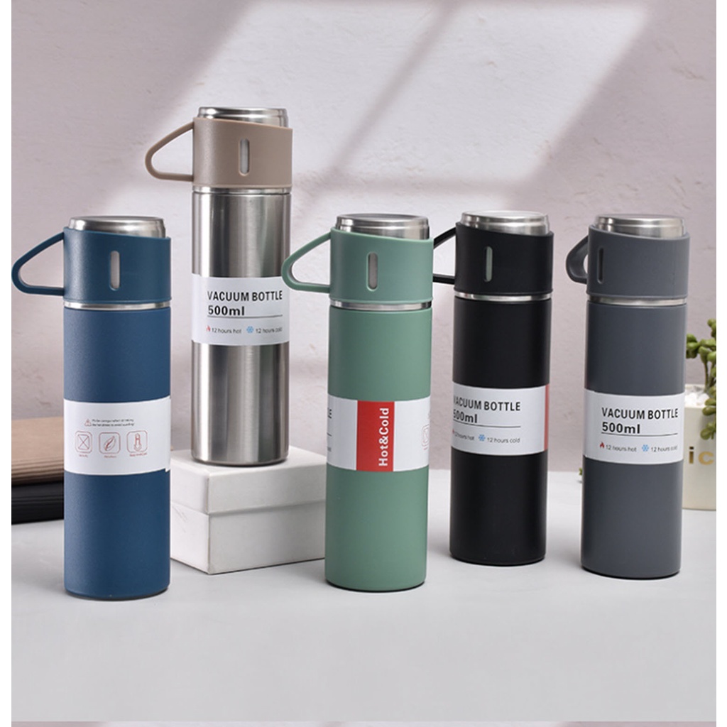 500 ml thermos Set with handle and 2 cups - Keeps water hot, beautiful ...