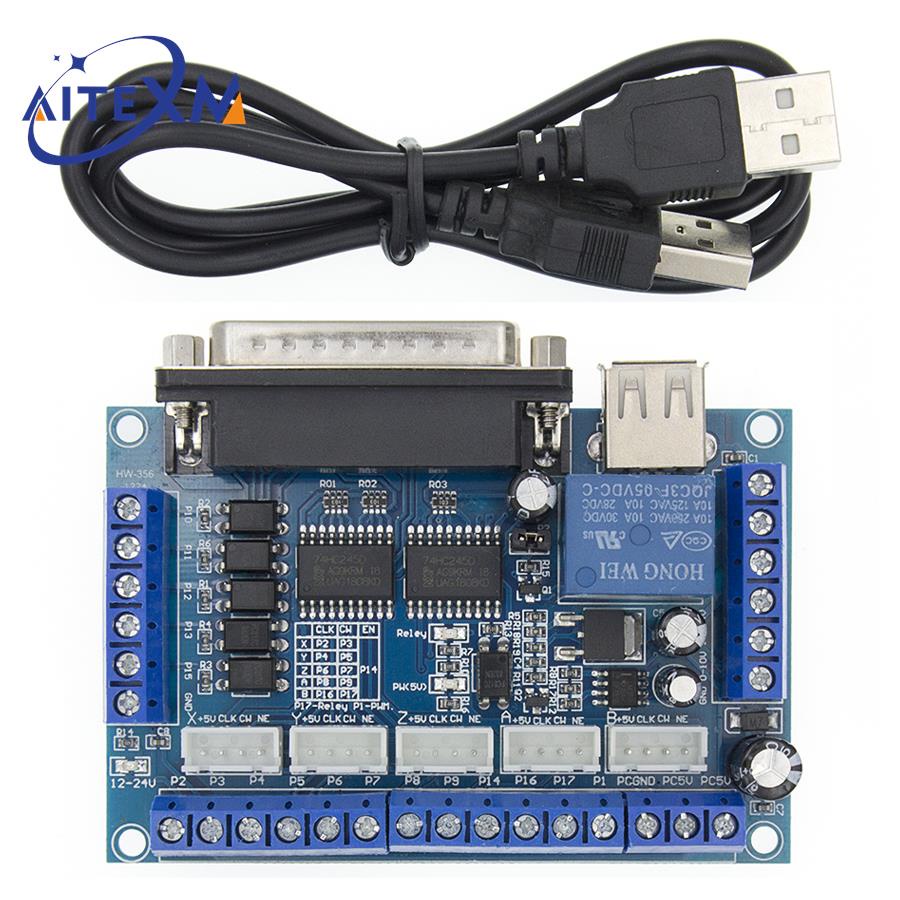 MACH3 Interface Board CNC 5 Axis With Optocoupler Adapter Stepper Motor ...