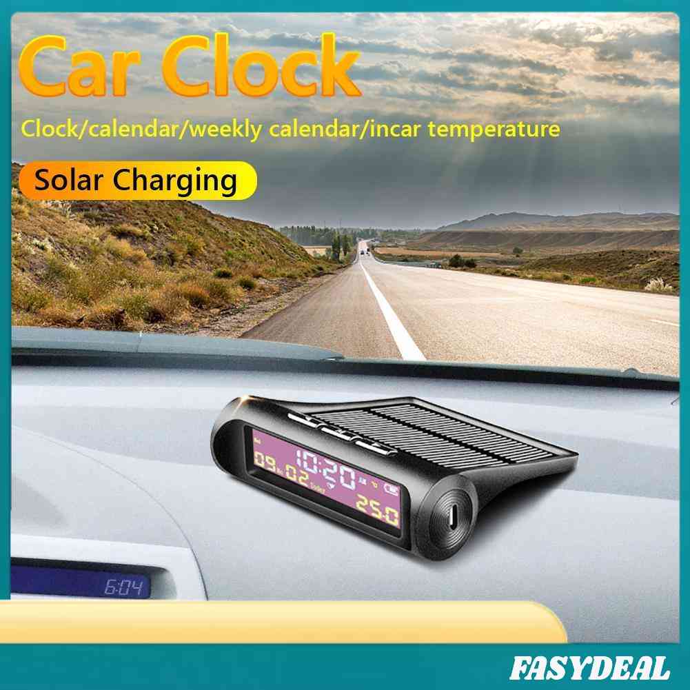 TPMS Look Solar LCD Car Digital Clock with Date In-Car Temperature ...