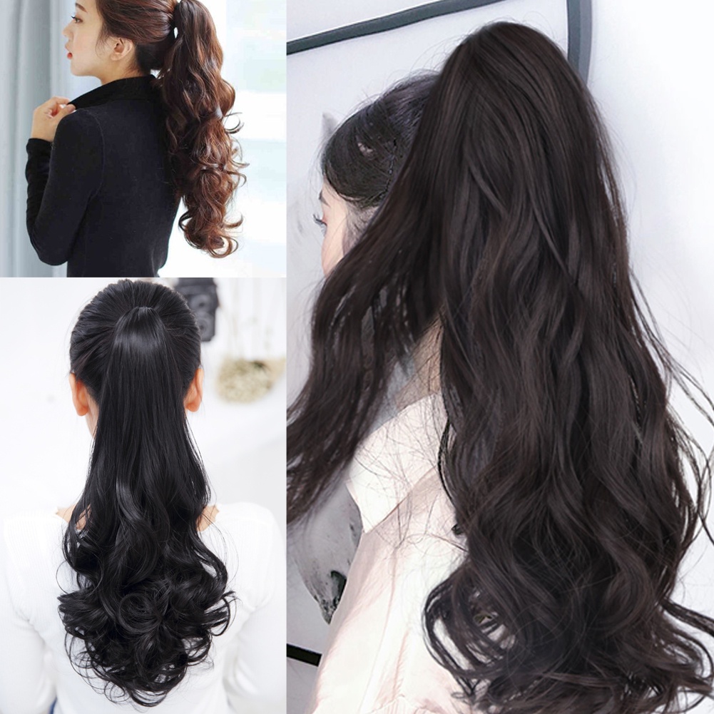 Fashion Hair Wigs Long Curly Hair Straight Hair Wig Claw Clip Ponytail ...