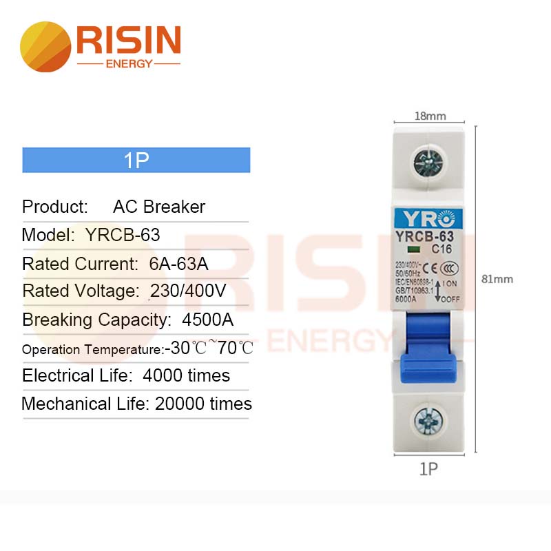 Professional Supply RISIN AC Type Circuit Breaker 2P MCB 16A 32A 63A ...