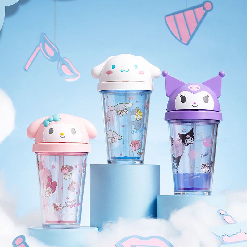 Miniso Premium Water Cup Sanrio Flip Plastic Straw Cup Summer Cute ...