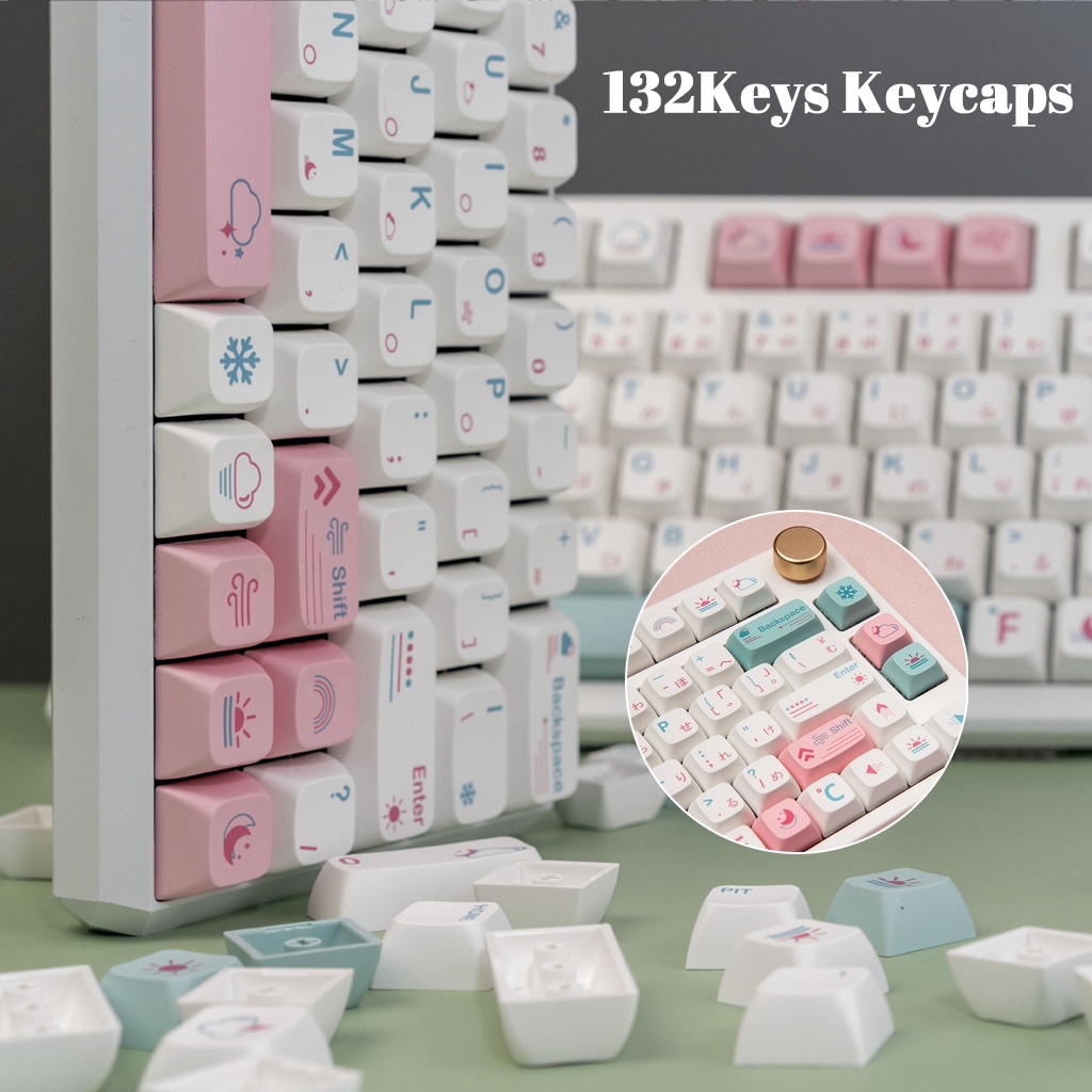 Mechanical Keyboard Keycaps Japanese 132key boxd For RK60/70/80/100/108 ...
