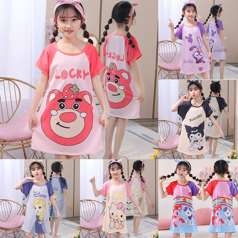 Frozen Lotso PajamaFor Kids Kuromi Sanrio Summer Night Skirt for Girls ...