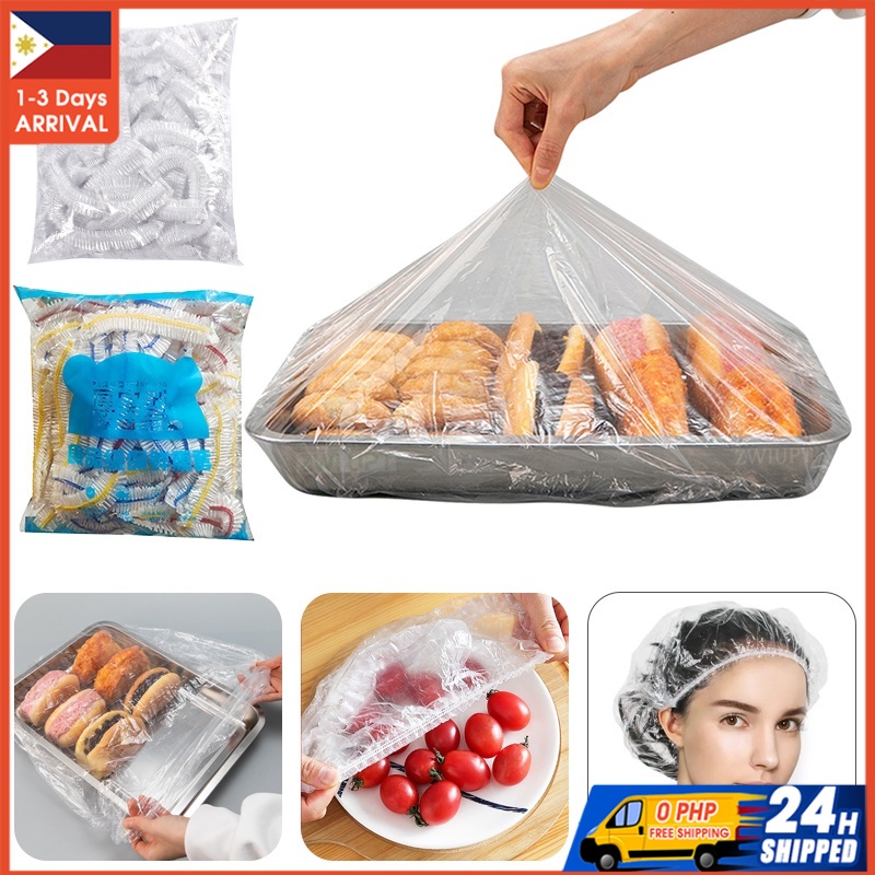 100pcs Disposable Food Storage Cover Elastic Food Stretch Wrap Fresh ...