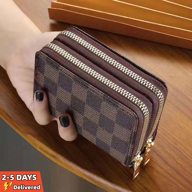 Double zipper Organ small Card Holder bag Large Capacity Coin purse one ...