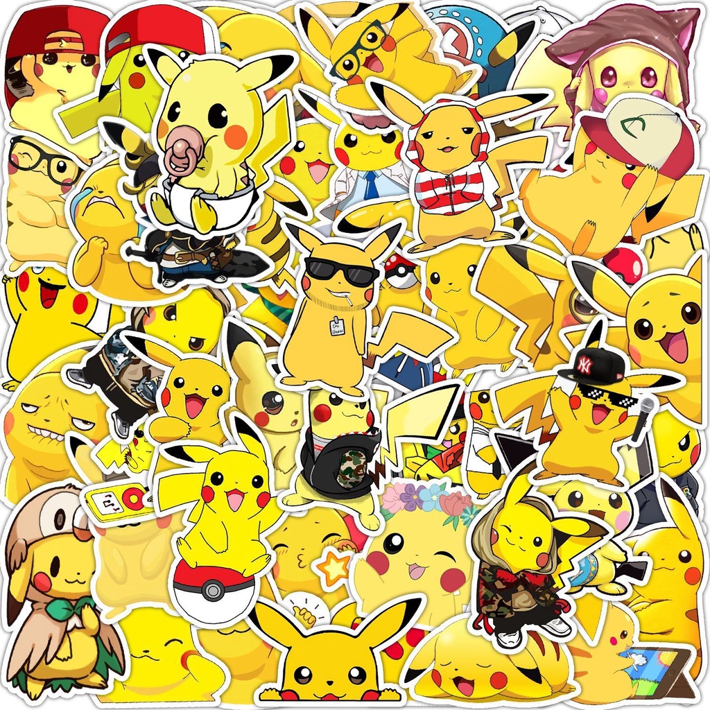 Pikachu 100 Cartoon Anime Graffiti Stickers Cute and Funny Pikachu ...