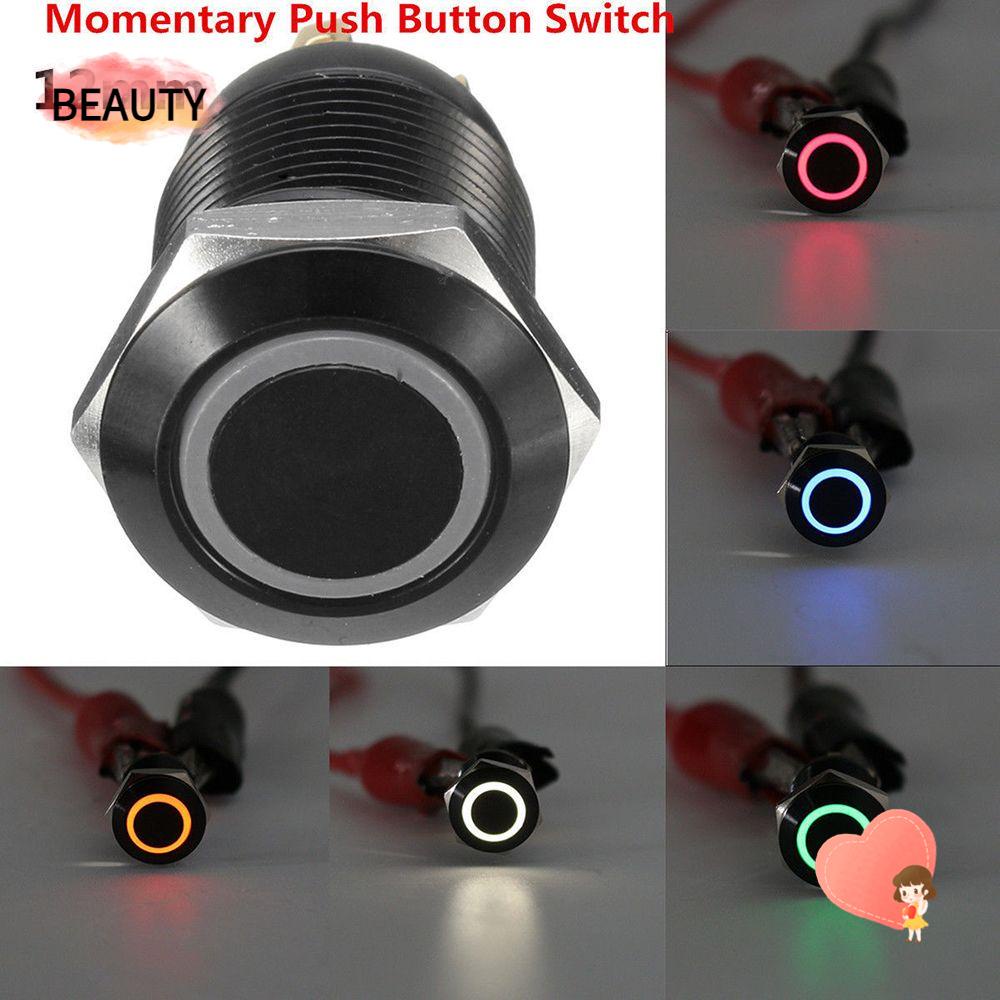 Black 12V 4Pin 12mm Momentary Switch Waterproof Push Button LED Power ...