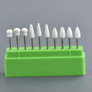 10pcs White Stone Polishing FG Burs Cone/Flame/Round Shape Abrasion Bur ...