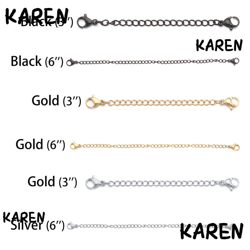 KAREN Stainless Steel Extender /Safety Chain Extender Necklace Bracelet ...