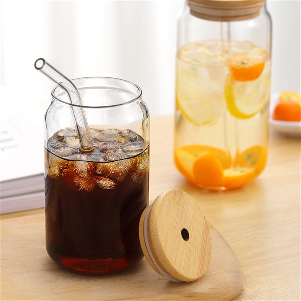560ML/400ML Glass Cup With Lid and Straw Transparent Bubble Tea Cup ...