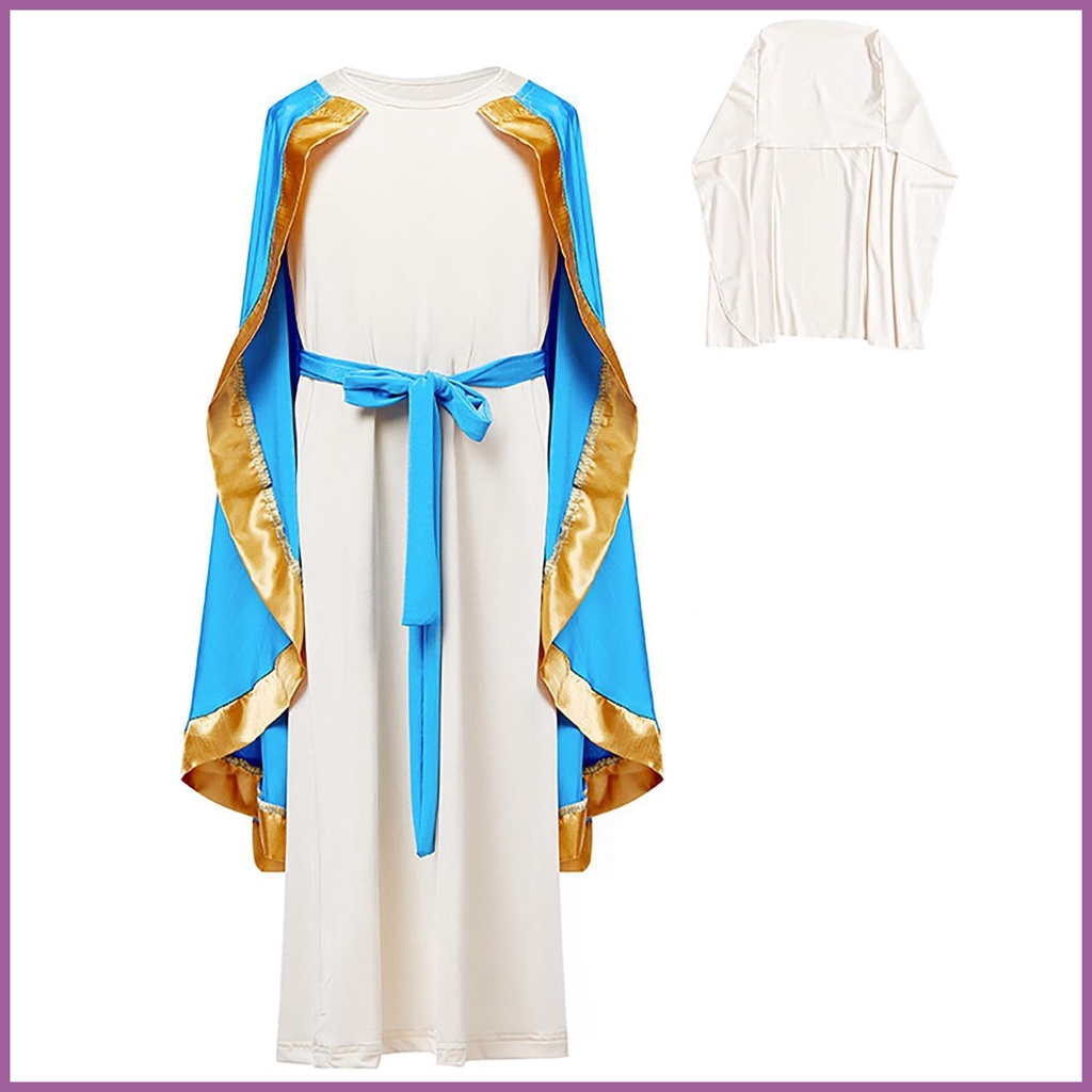Virgin Mary Costume Girls Child Biblical Robe Costumes Delicate ...