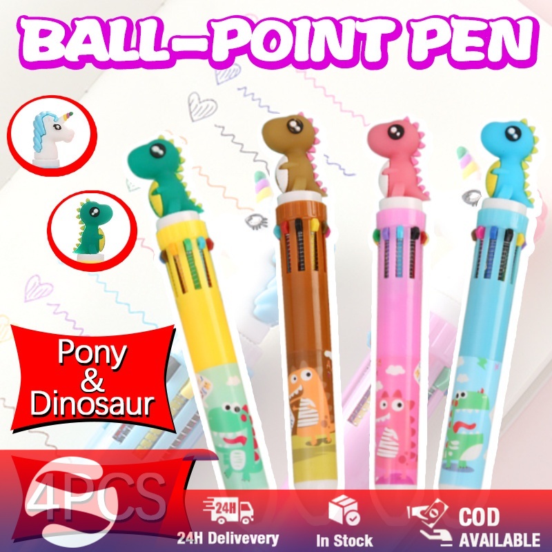 10in1 Multicolour Ball Point Pen 10 Color Retractable Kids Unicorn ...