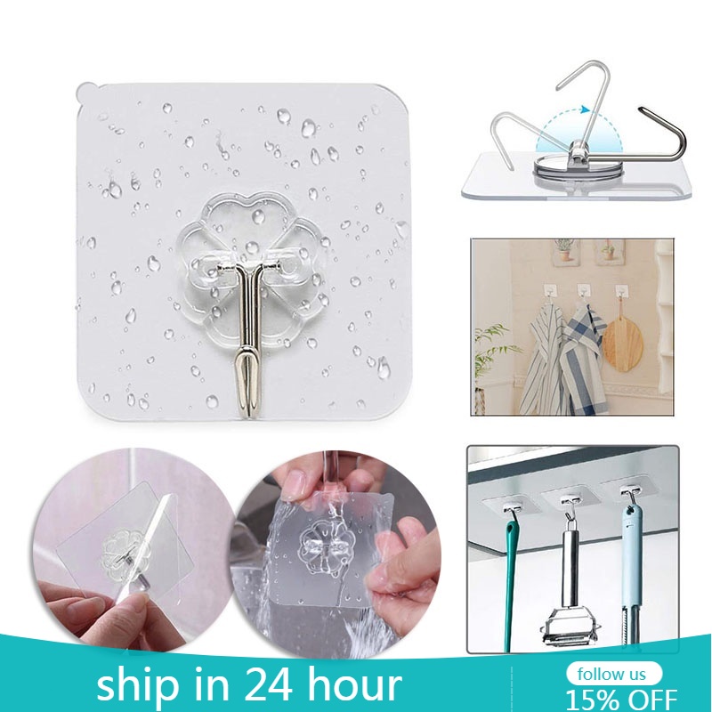 Transparent Hooks Strong Sticky Wall Hook Traceless Hook | Shopee ...