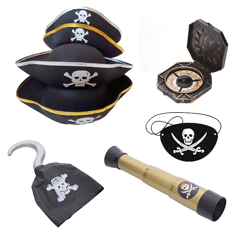 Kids Pirate Cosplay Costume Accessories Set Hat Compass Telescope ...