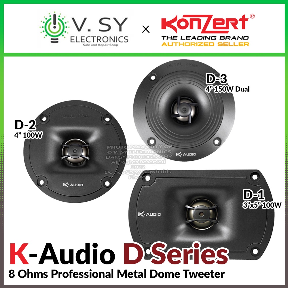 KONZERT K-Audio D Series 100-150 Watts 8 Ohms Metal Dome Tweeter ...