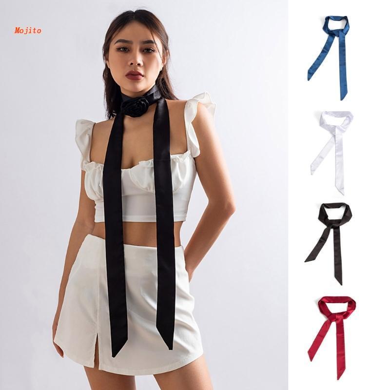 Mojito Elegant Ribbon Scarf Long Chain Necklaces Choker for Women ...