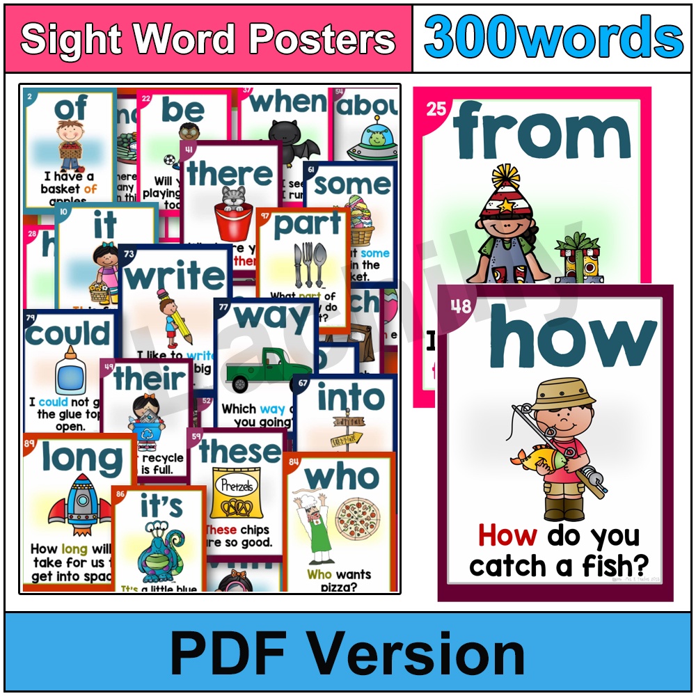 Sight Word Posters Children Learning Educational Toys learning English ...