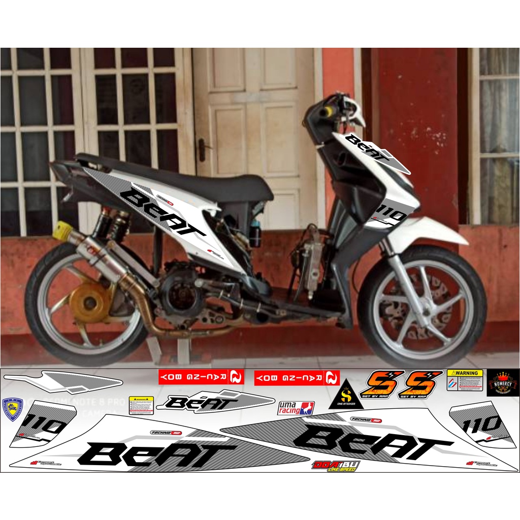 PUTIH Selling STICKER STRIPING BEAT Carb New MOTIF White Base VIRAL ...