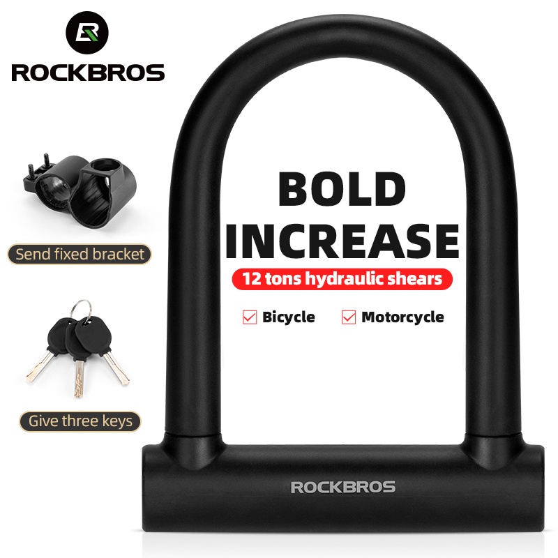 ROCKBROS Bicycle U Shape Lock Anti-theft Safety Motorcycle Scooter ...