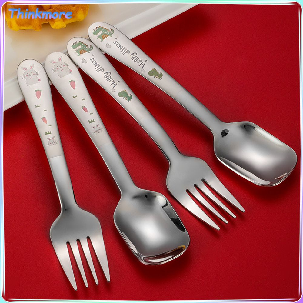 Stainless Steel Children Spoon Fork Animal Cartoon Car Dinosaur Rabbit ...