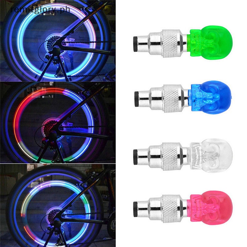 remitglory Hot 2x Skull Flashing LED Valve Cap Light Neon Wheel Spoke ...