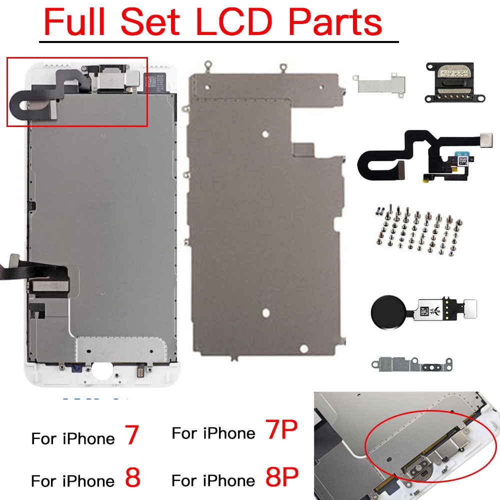 Full Lcd Parts For iPhone 7 7P 8 Plus Front Camera Home Button Flex ...