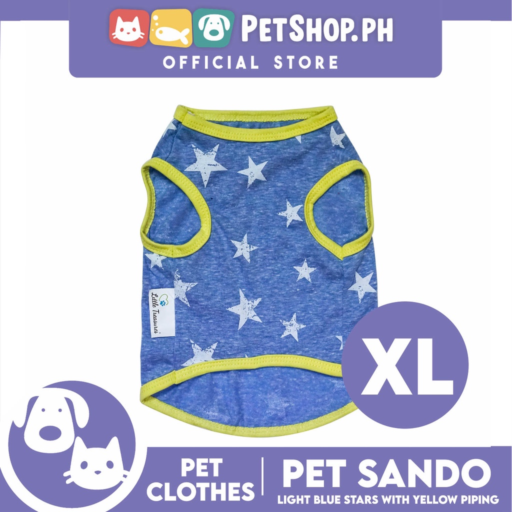 Pet Sando Light Blue Stars with Yellow Piping (Extra Large) Pet Shirt ...