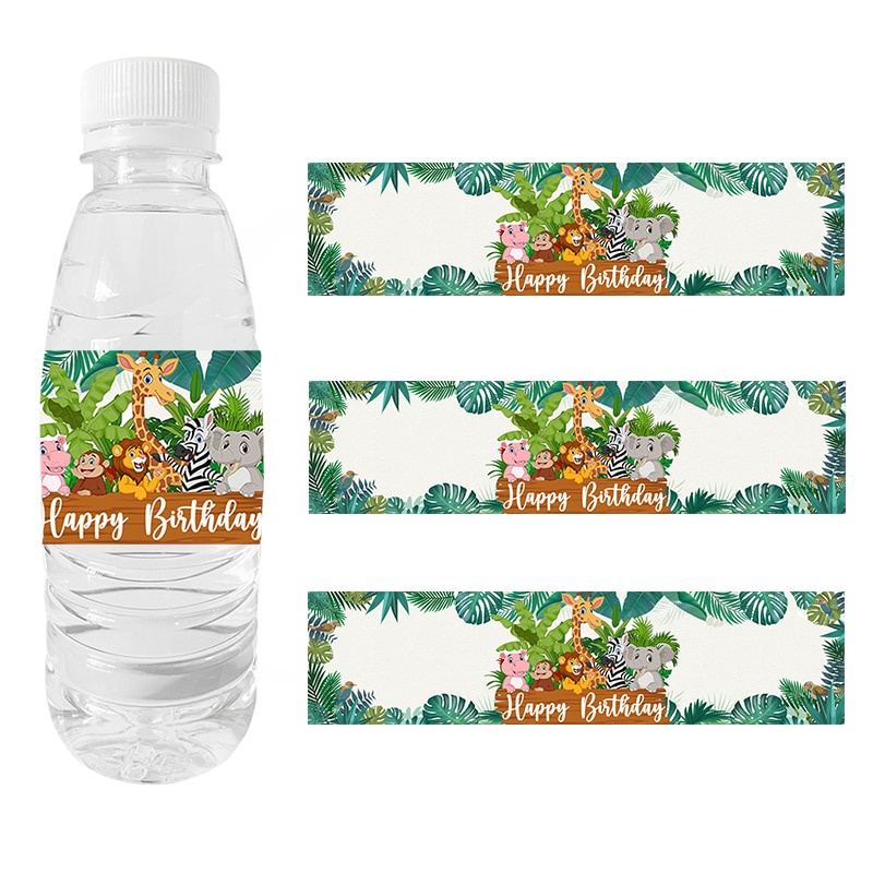 10pcs Jungle Safari Water Bottle Label Sticker for Forest Animal ...